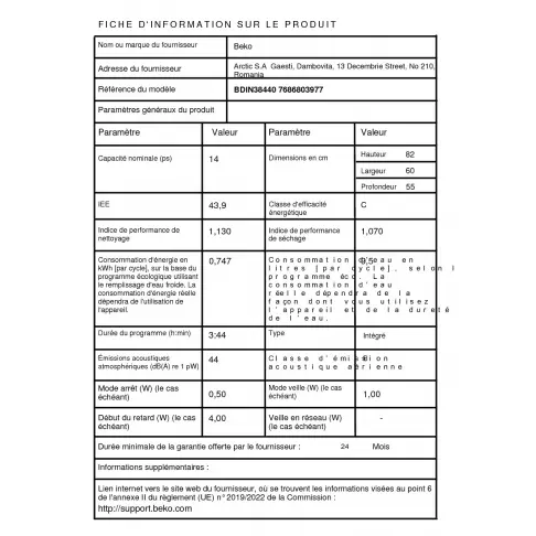 Lave-vaisselle tout intégré 60 cm BEKO BDIN38440 - Pulsat